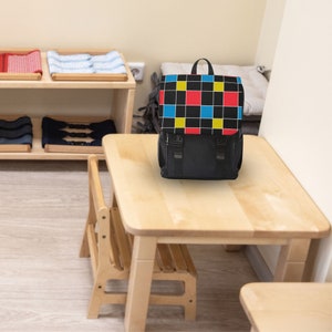 Montessori Teacher Backpack Front Flap Shoulder Back Bag Trinomial Cube ...