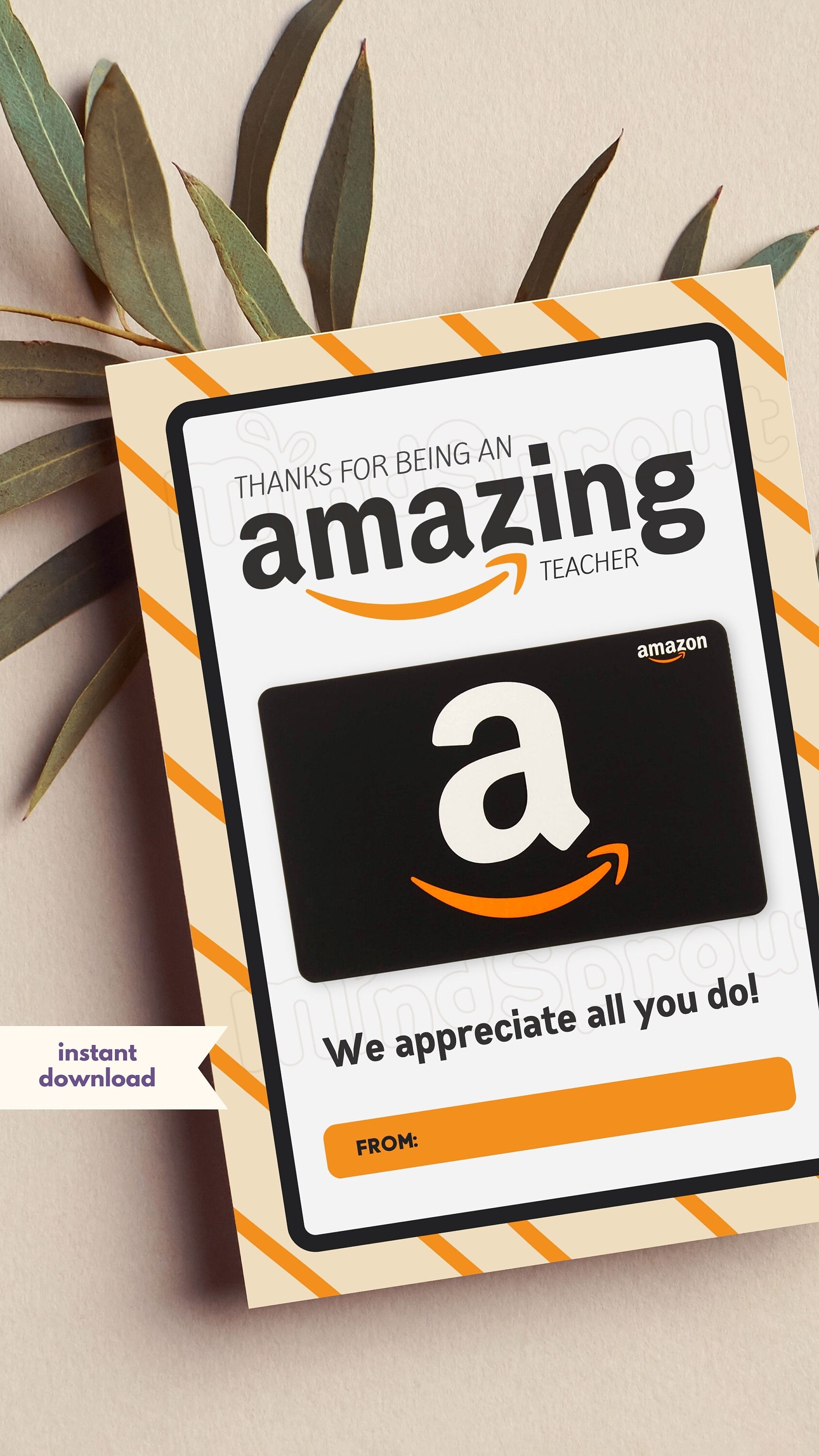 Amazon Gift Card Holder Gift for Teacher Appreciation Printable ...