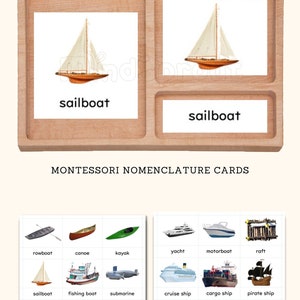 WATER VEHICLE 3-part Card Montessori Language Nomenclature Classified ...