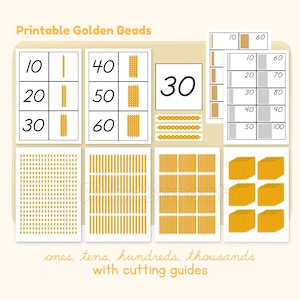 Golden Beads Material Large Number Cards BUNDLE Montessori Math ...