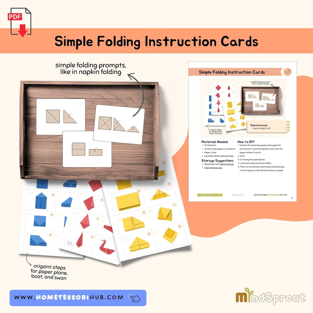 Simple Folding Instruction Cards ARTS Preschool Activity Montessori ...