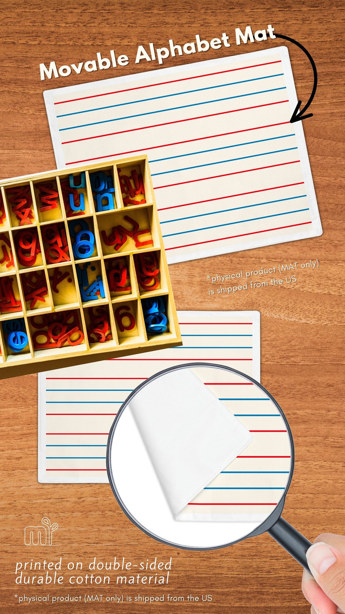 Montessori Writing Movable Alphabet Mat Small Montessori Rug Alphabet ...