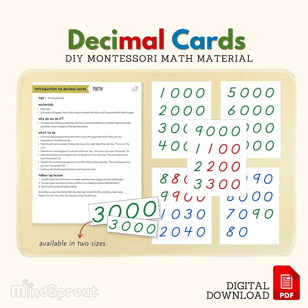 Decimal Cards Montessori DIY Math Material Extension Activity Math ...
