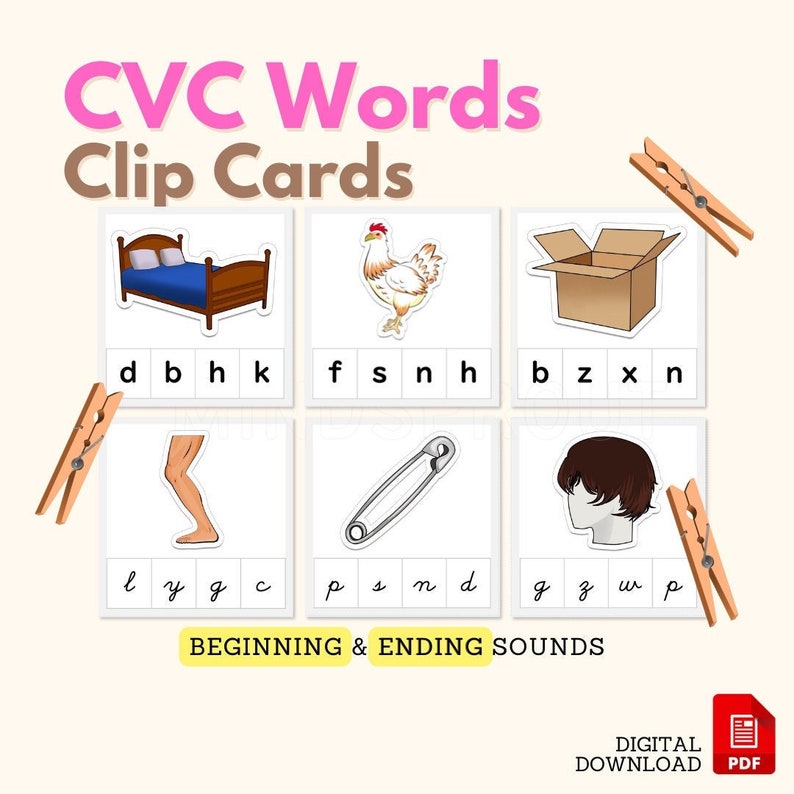 Kindergarten CVC Words Beginning and Ending Sounds Montessori Language ...