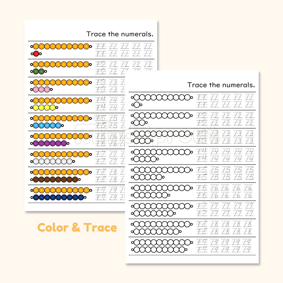 Teen Boards Teen Beads Montessori Math Material Extension Activity ...