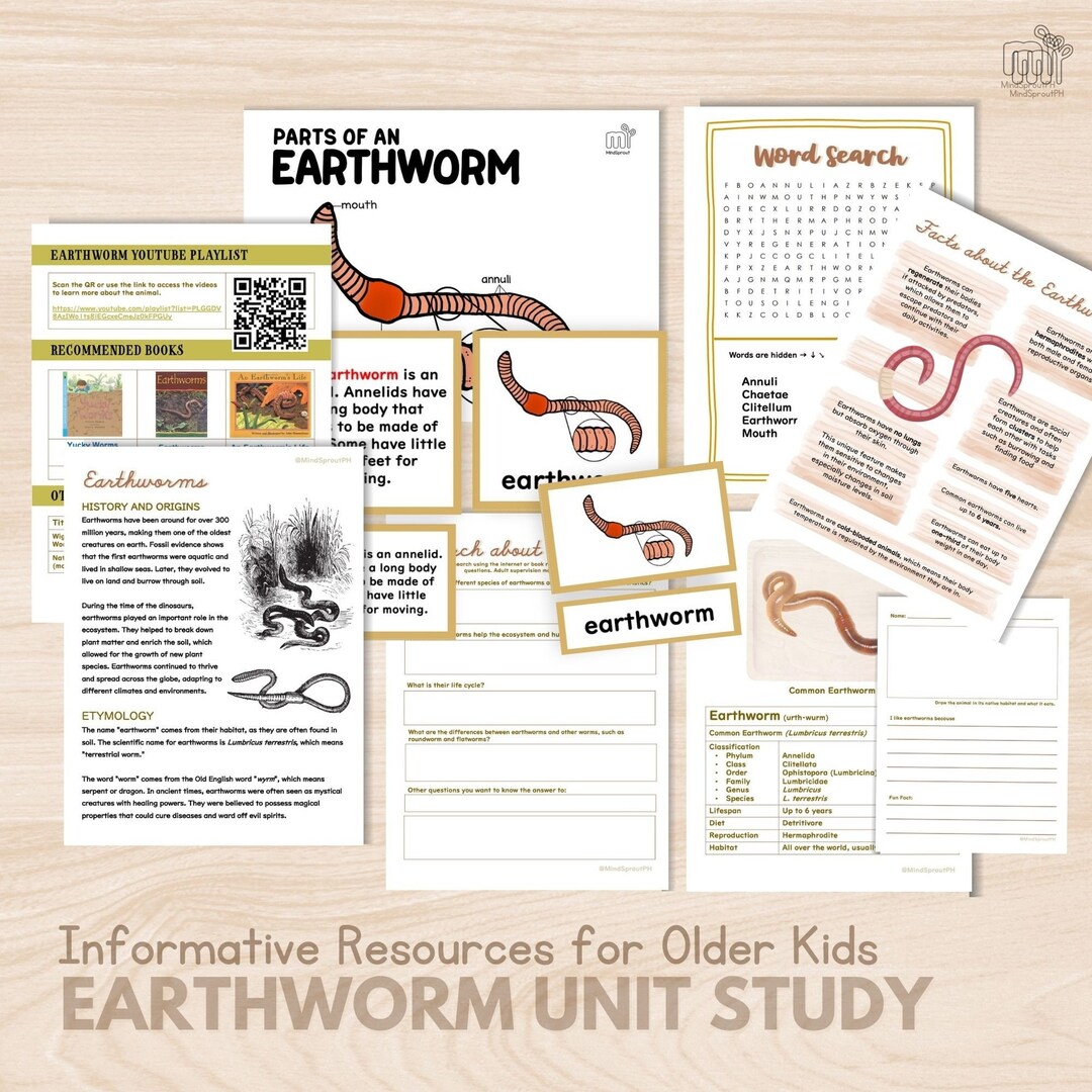 Earthworm Unit Study Montessori 5 Part Card Anatomy Earthworm Life ...