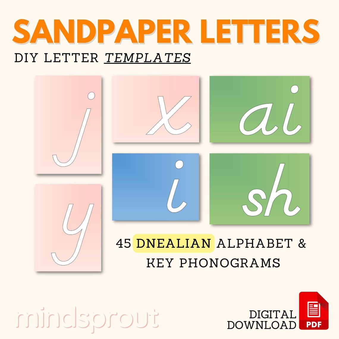 Montessori Sandpaper Letters DIY Template DNEALIAN Uppercase Lowercase ...