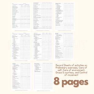 Primary Montessori Activities Monitoring Record Sheets Scope and ...