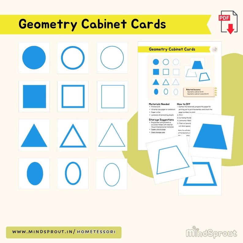 Geometry Cabinet Solid Thick Thin Lines Montessori Sensorial Geometric ...