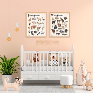 Educational Wall Art Montessori Chart Farm Animals Poster Home Decor ...