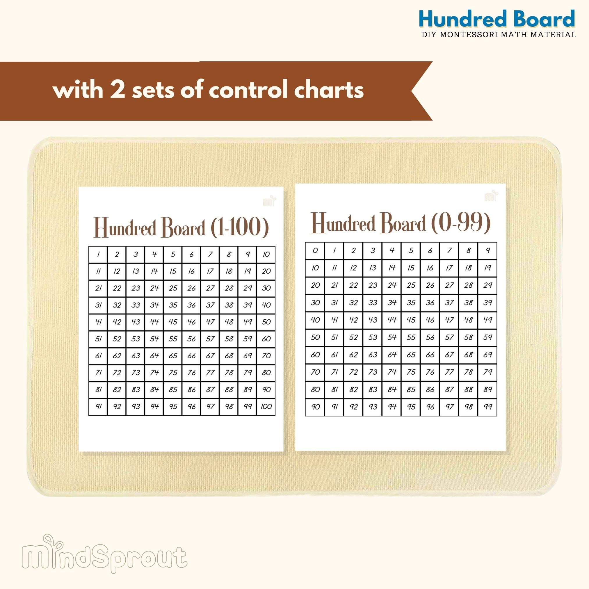 DIY Hundred Board Montessori Material Math Control Sheets D Material ...