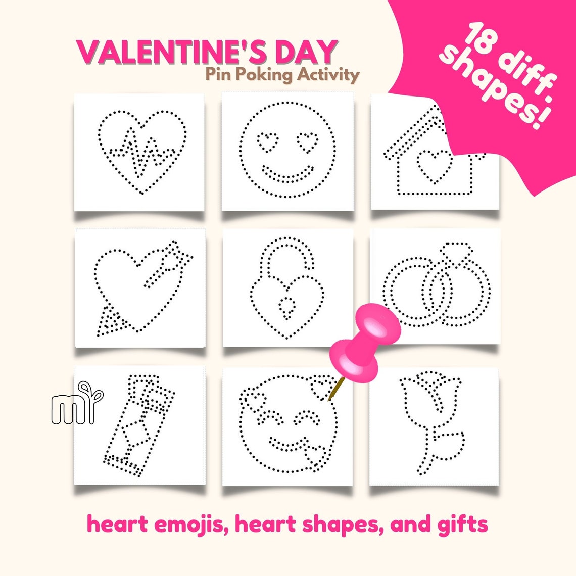 Valentines Day Push Prick Punch Pin Poking Activity Fine Motor Skill ...