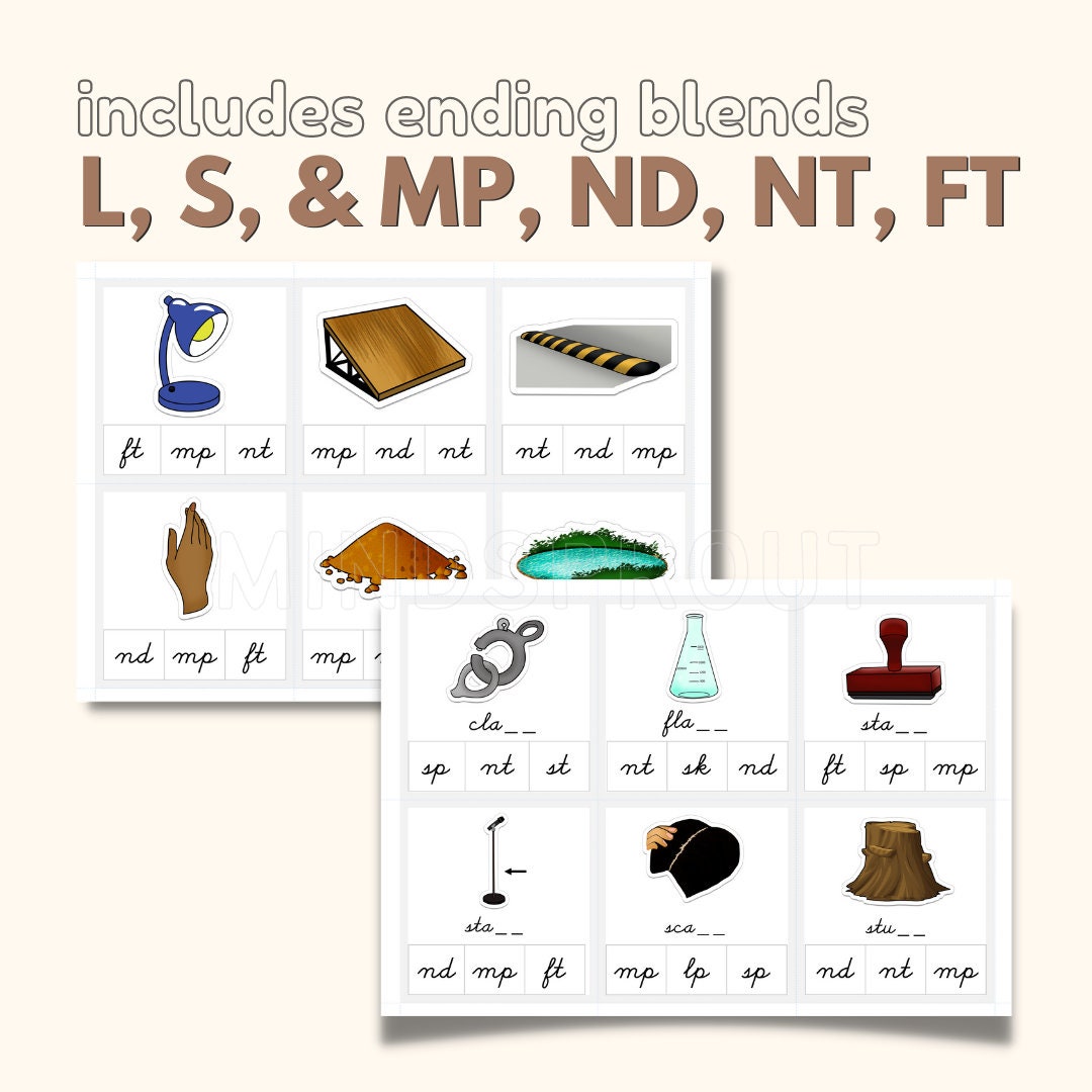 CONSONANT BLENDS Beginning & Ending Sound Montessori Language Blue ...