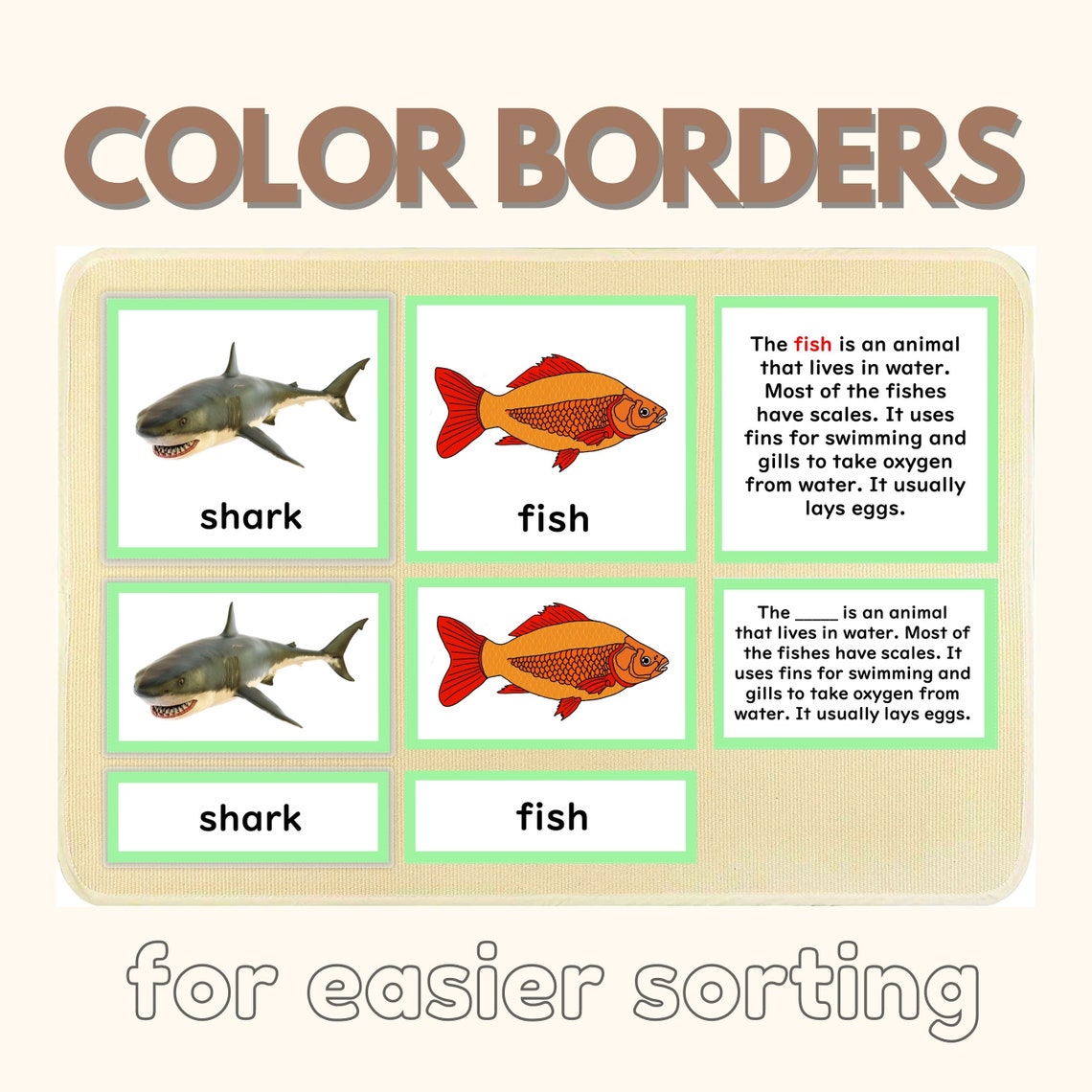 FISH Unit Study Three Part Card Montessori Nomenclature 3-part ...