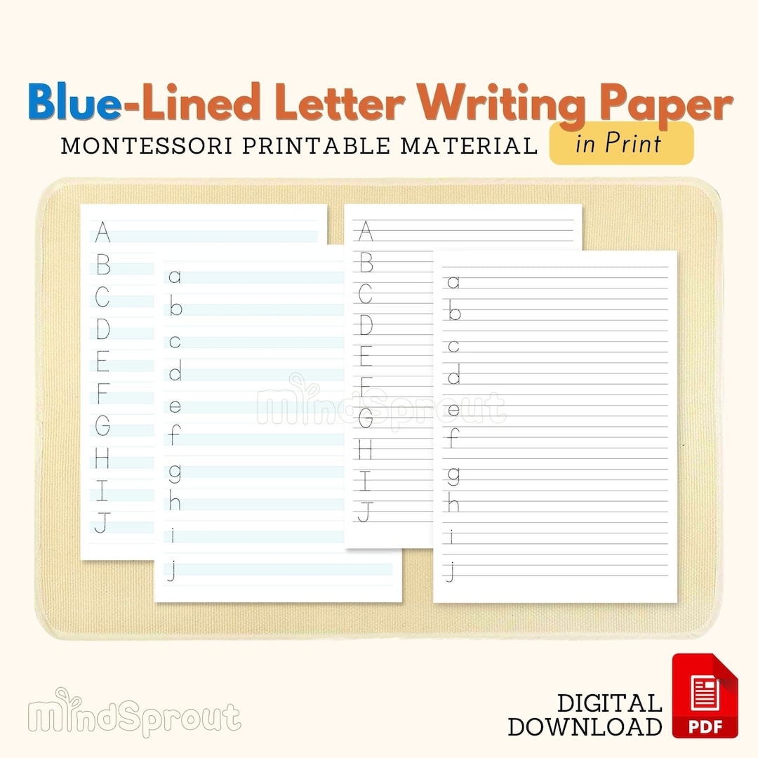 Montessori Blue-lined PRINT Letter Writing Sheet Tracing Activity ...