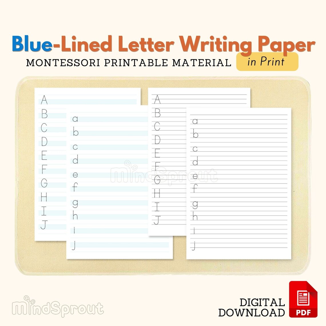 Montessori Blue-lined PRINT Letter Writing Sheet Tracing Activity ...