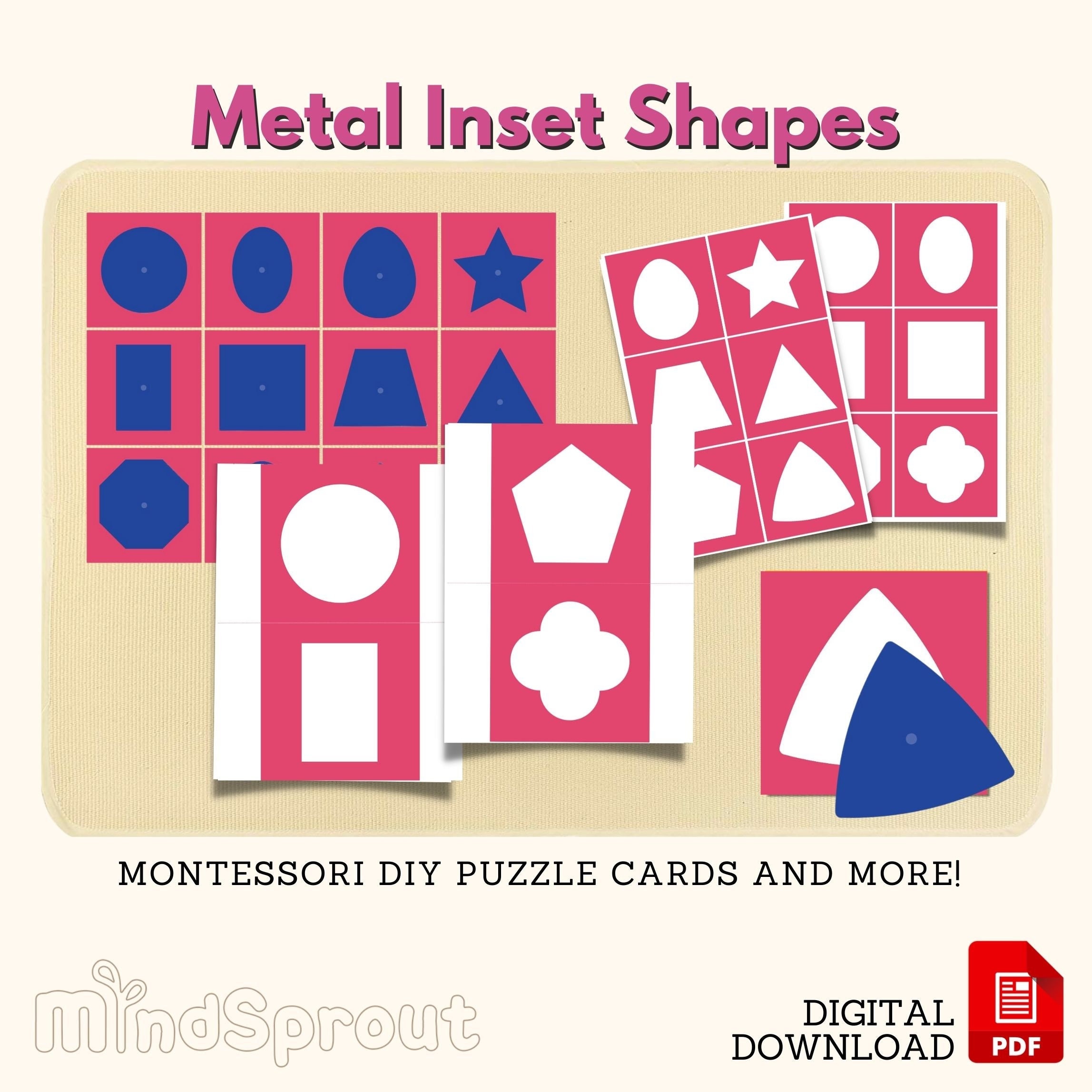 Metal Inset Montessori Puzzle Cards Montessori Metal Inset Shapes ...