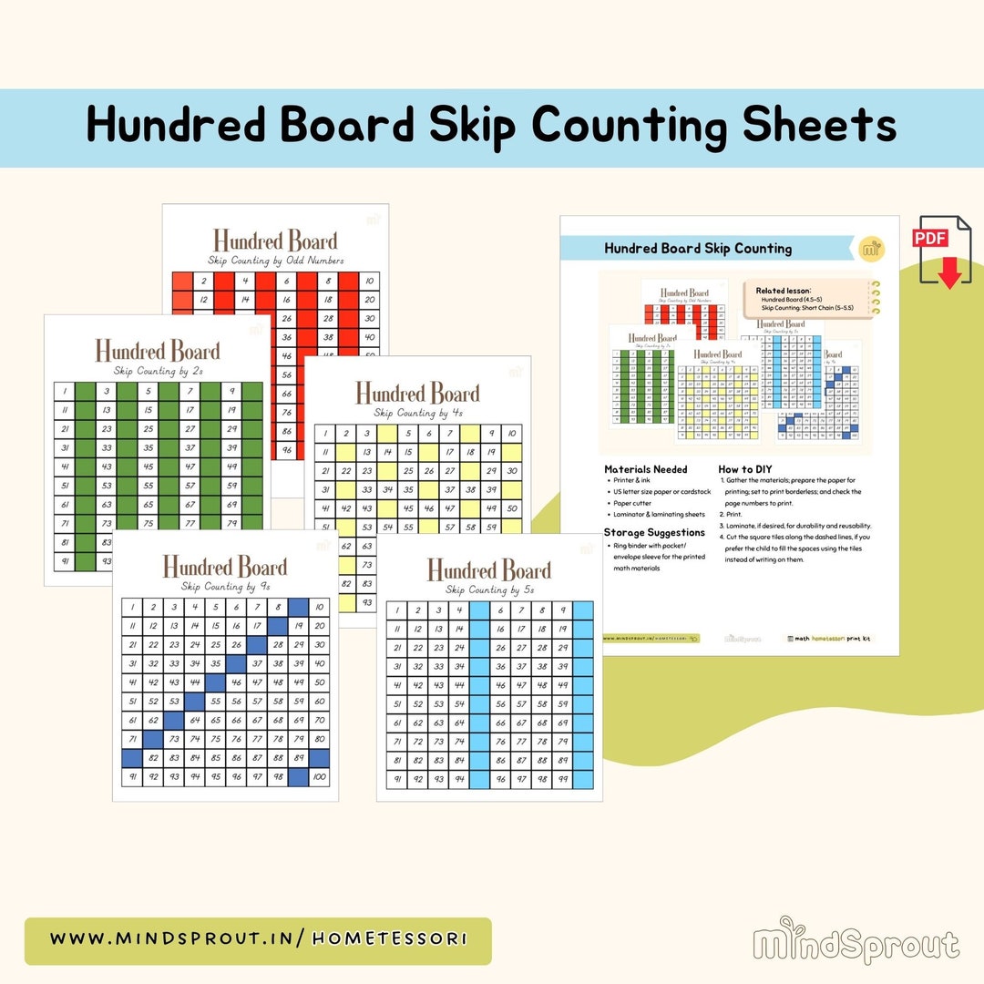 Montessori Skip Counting Hundred Board Extension Activity Montessori ...