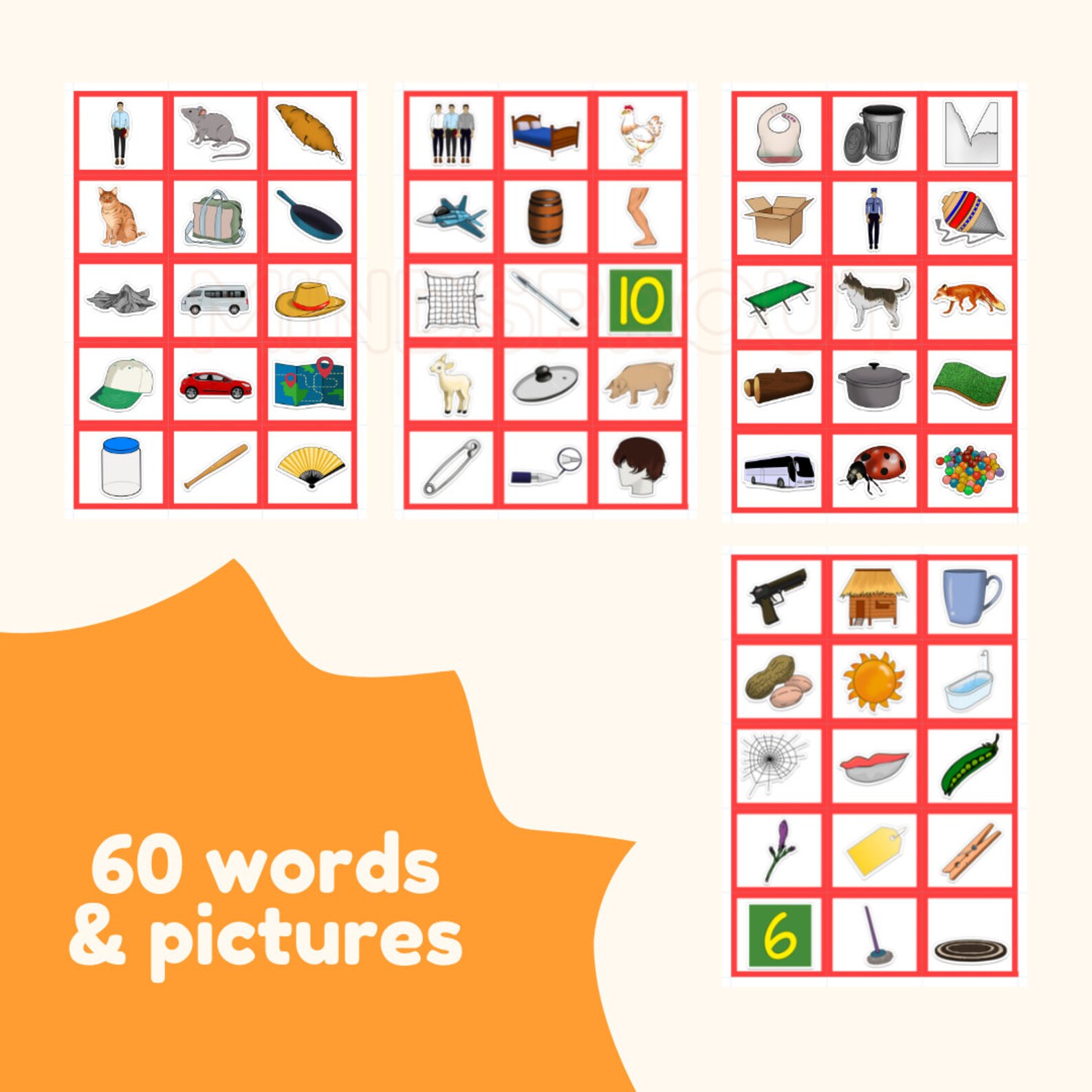 Montessori Language CVC Words Phonetic Reading Level 1 RED Picture ...