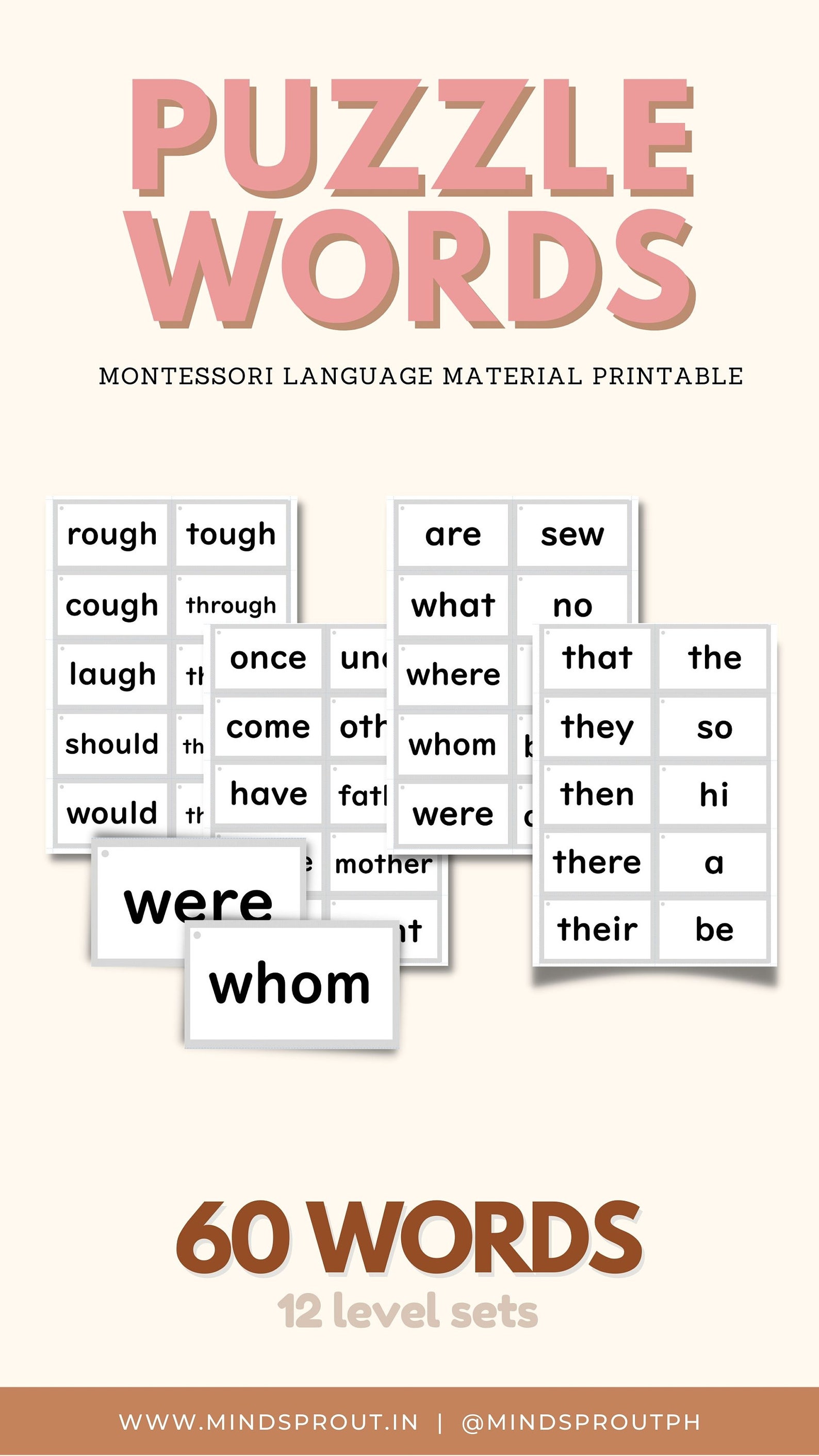 PUZZLE Words Montessori Language Dwyer Approach Sight Words Montessori ...