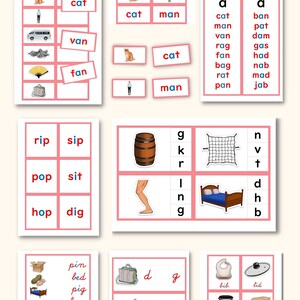 PINK Language Series PBG Montessori Language CVC Word Clip Card ...