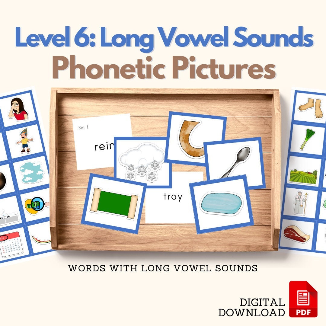 Phonetic Reading Long Vowel Sound Picture Card Montessori Object Box ...