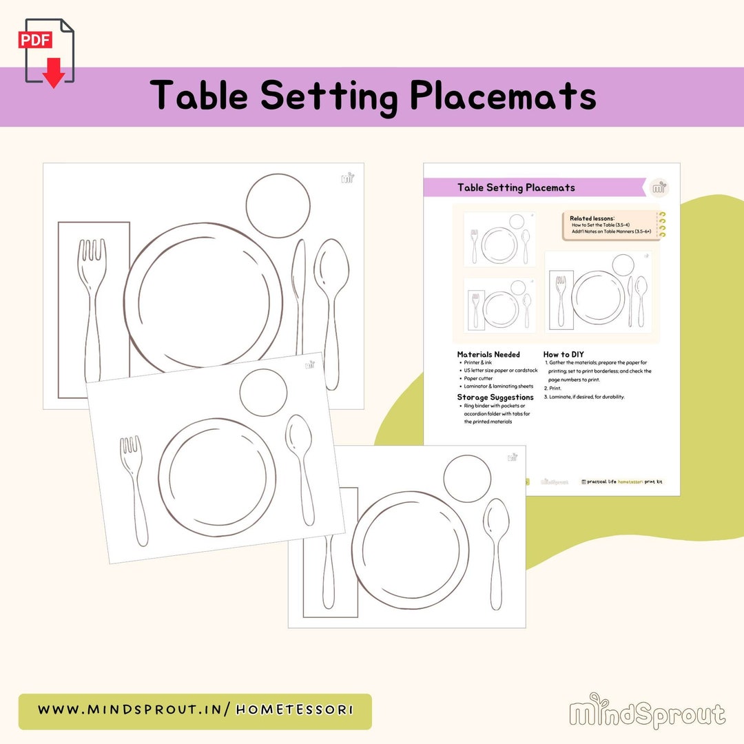 Table Setting Placemats Montessori Practical Life Skill Extension ...