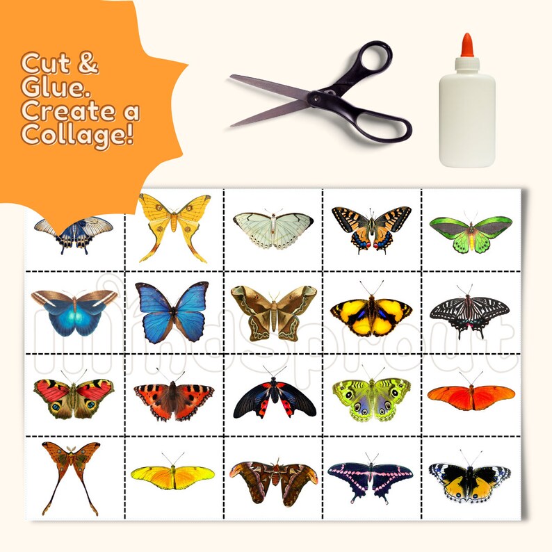 BUTTERFLY Cutting Strips & Symmetry Puzzles Match, Scissors Activity ...