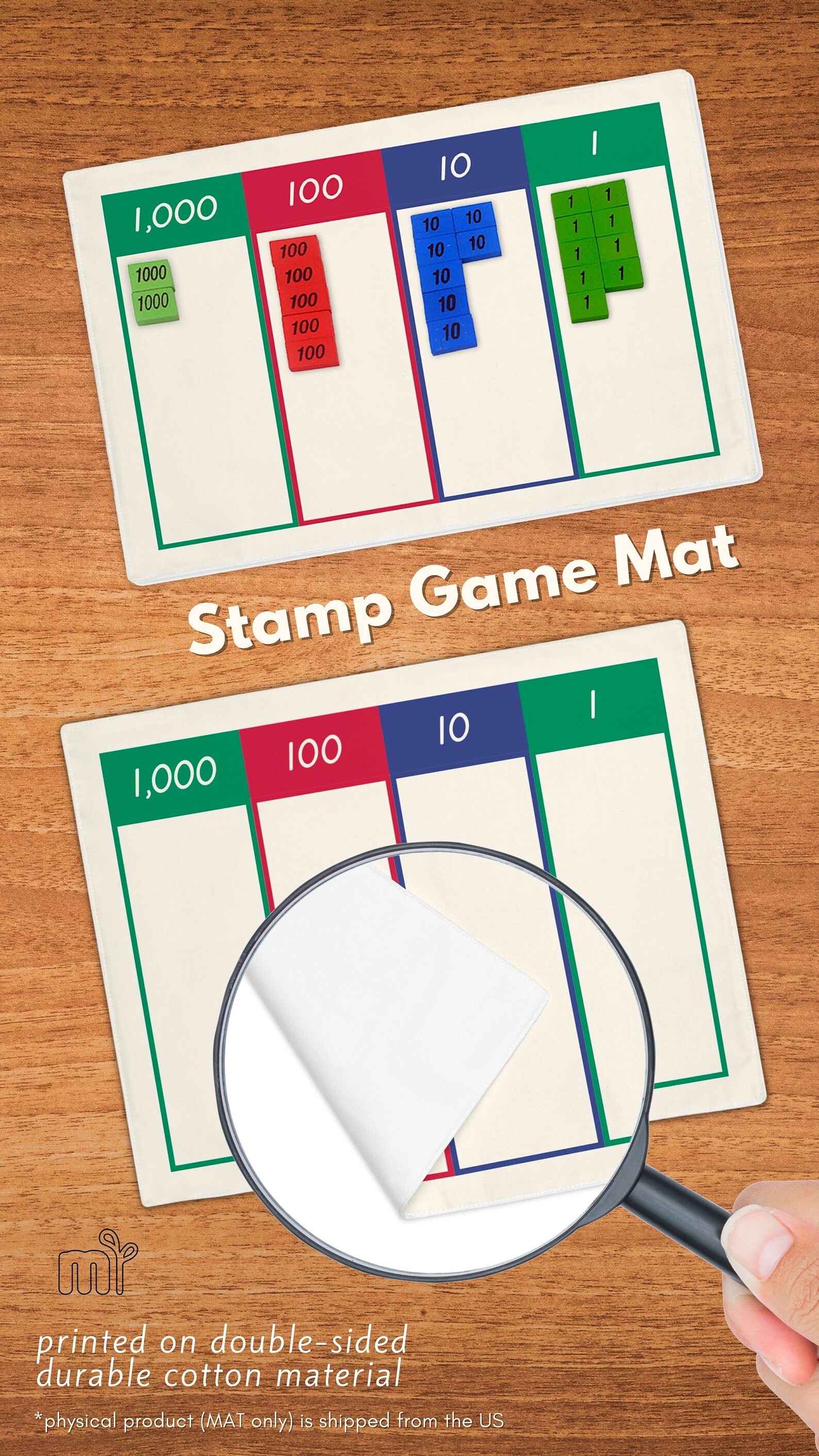 Stamp Game Work Mat Montessori Math Material Montessori Mat Cotton ...