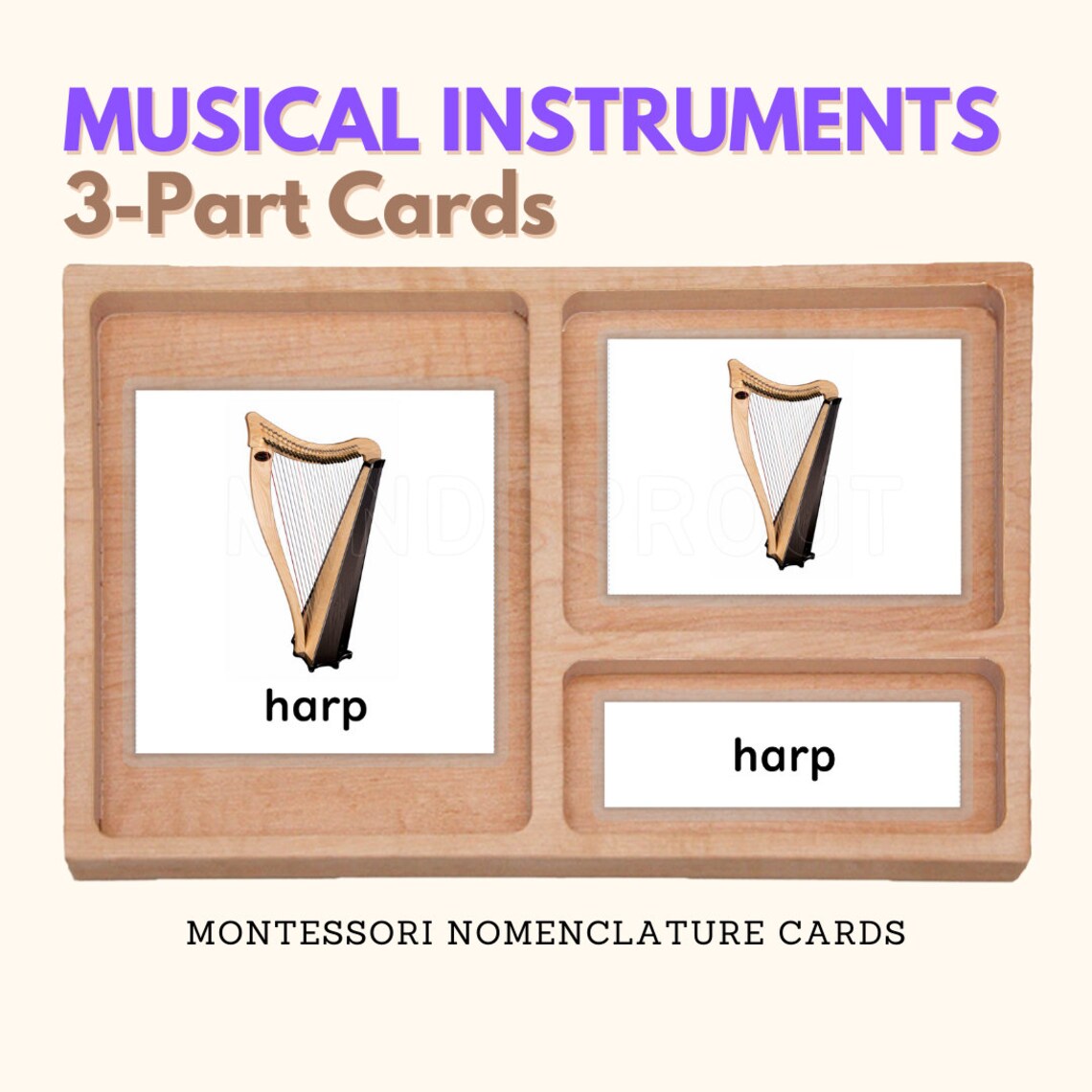 MUSICAL INSTRUMENTS Montessori Nomenclature Card Classified 3-part ...
