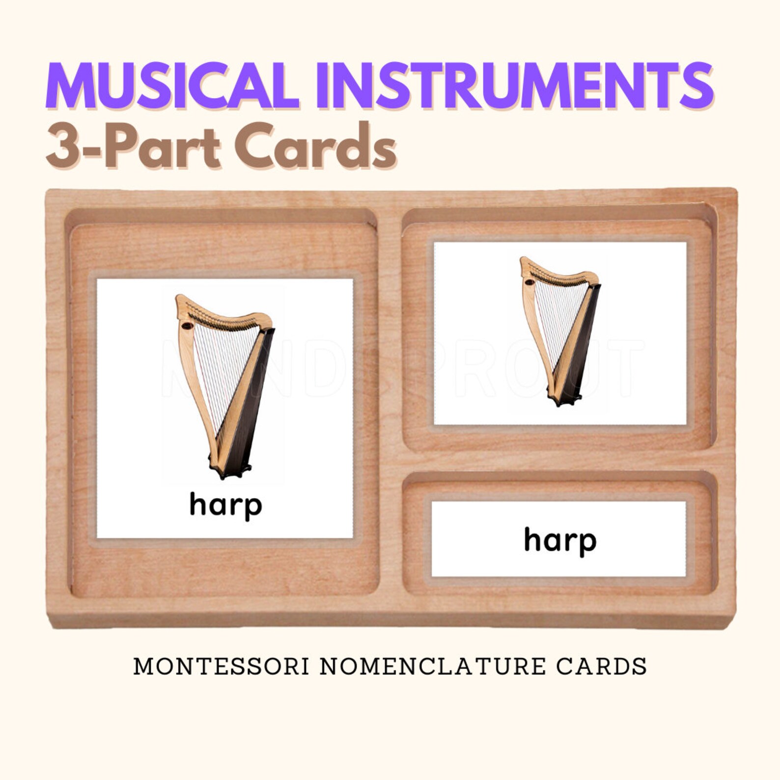 MUSICAL INSTRUMENTS Montessori Nomenclature Card Classified 3-part ...