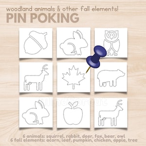 Fall Pin Poking and Woodland Animals Push Pin Poke Prick Punch Activity ...