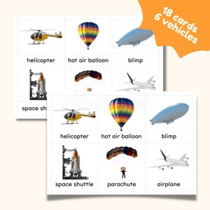 AIR VEHICLES Montessori Language Lesson Toddler Activity Homeschool ...