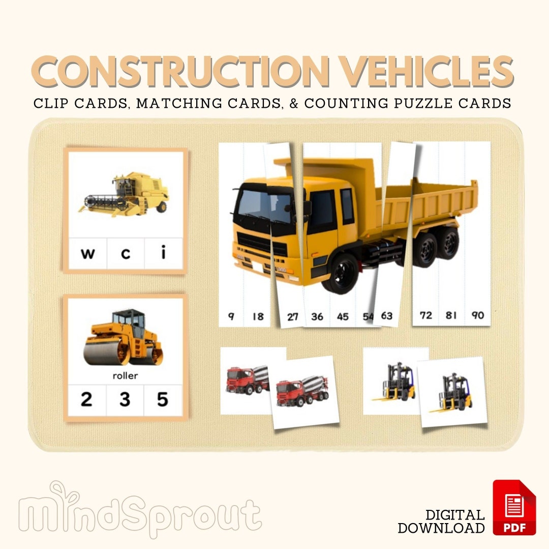 Preschool Language Activity Vocabulary Building CONSTRUCTION VEHICLE ...
