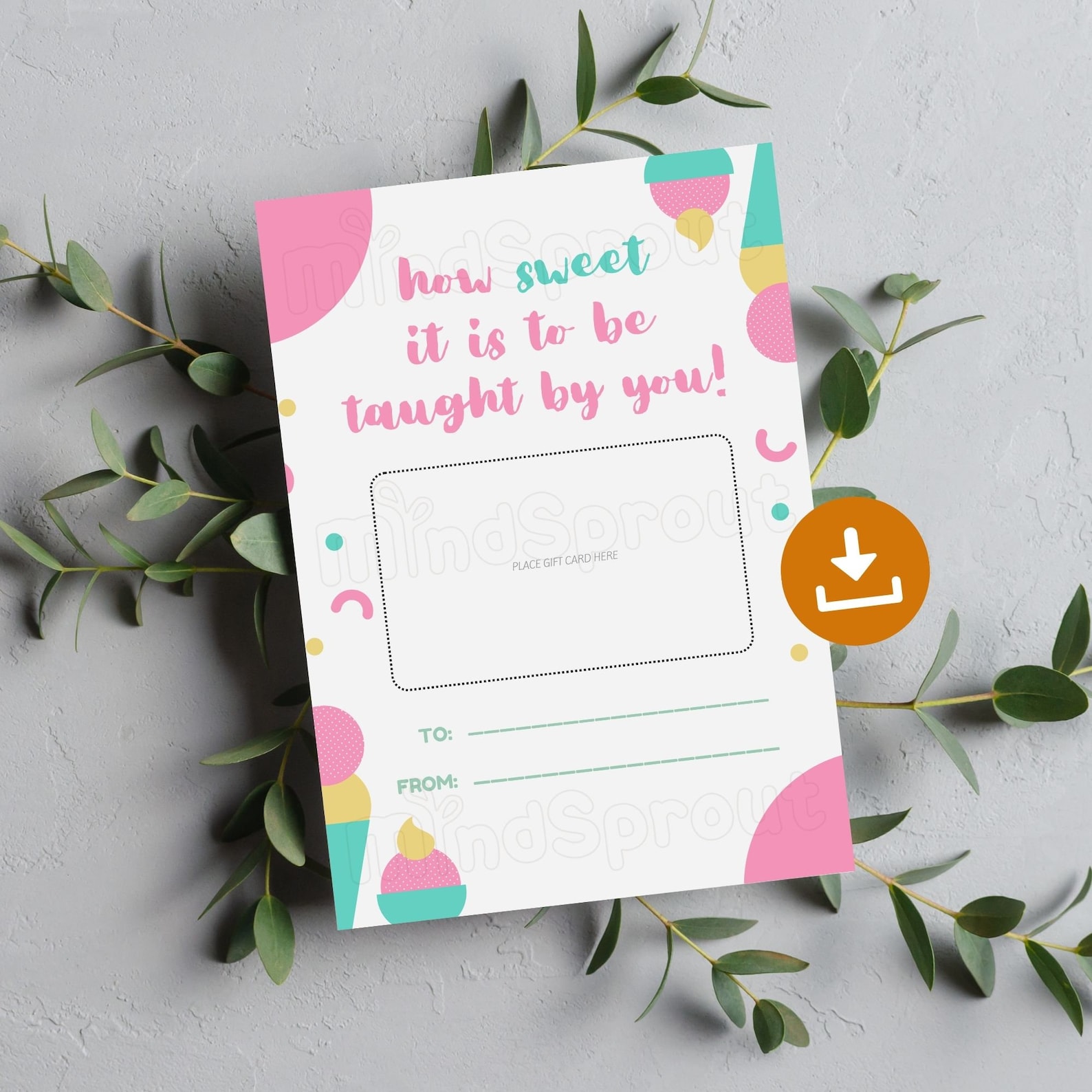 Teacher Gift Card Holder Ice Cream Gift for Teacher Appreciation Sweet ...
