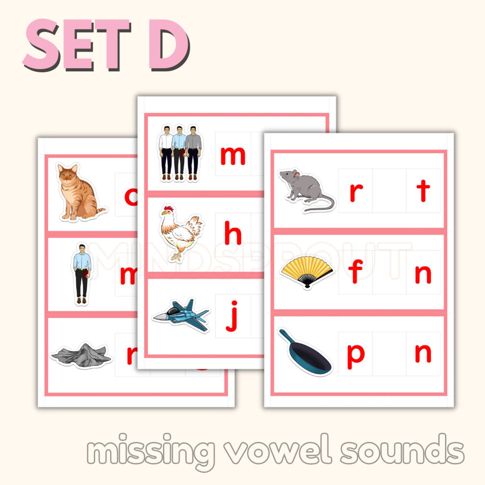 Pink Language Series PBG Montessori Language Reading System CVC Words ...