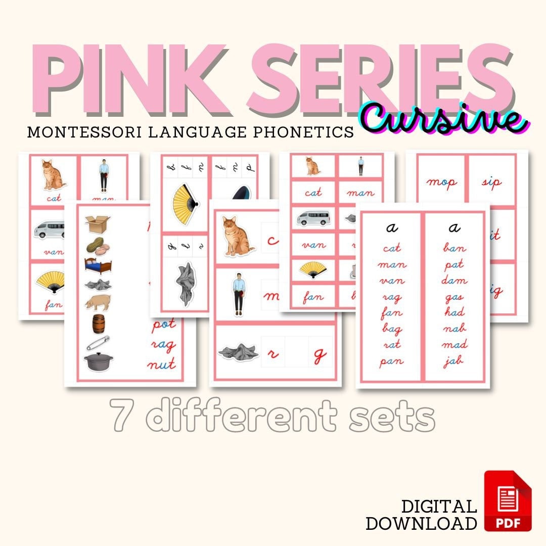 PINK Language Series PBG Montessori Language CVC Word Clip Card ...