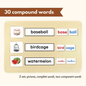 Montessori COMPOUND WORDS Word Study Montessori Language Reading and ...