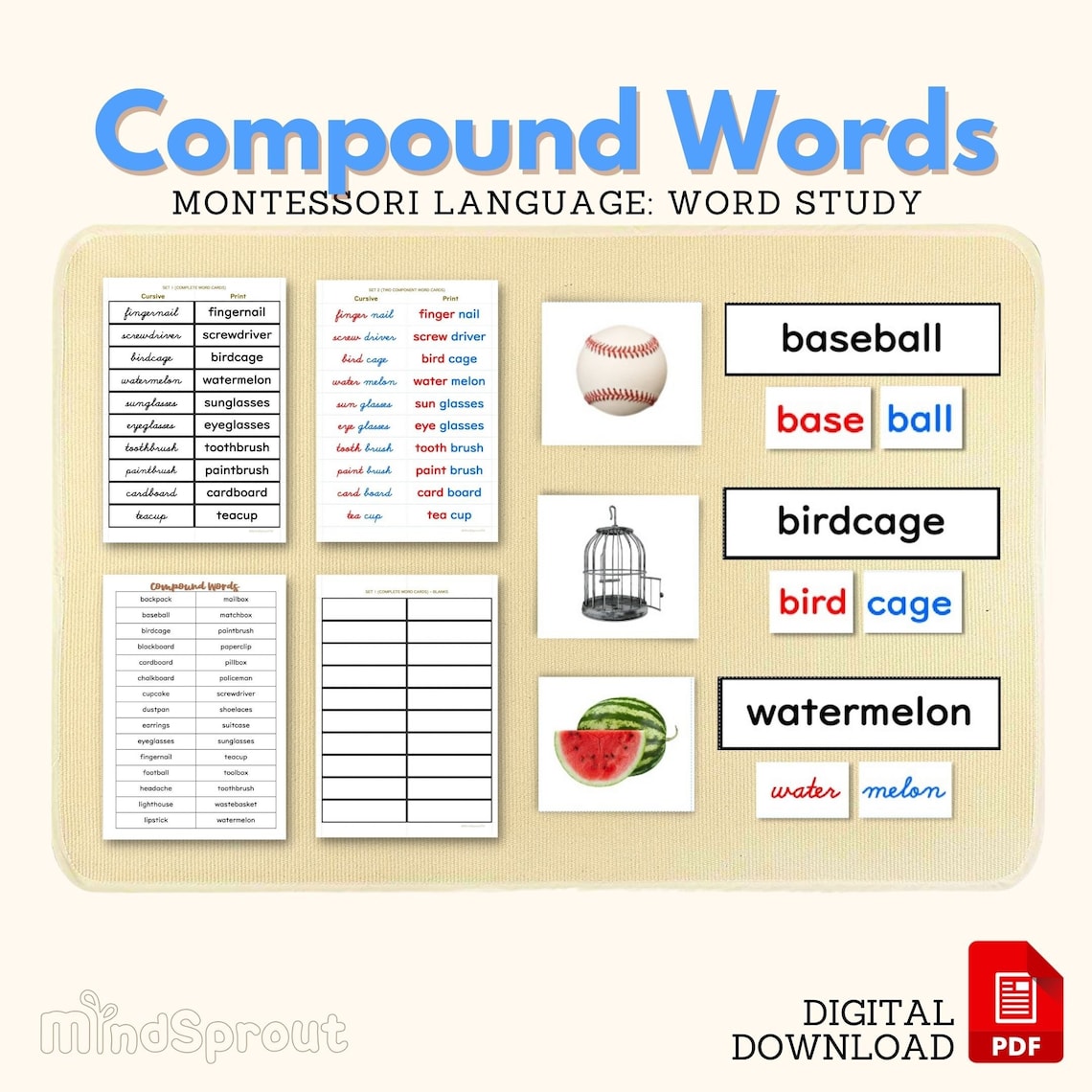 Montessori COMPOUND WORDS Word Study Montessori Language Reading and ...