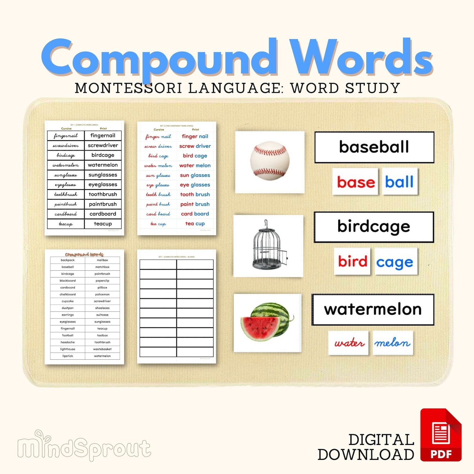Montessori COMPOUND WORDS Word Study Montessori Language Reading and ...