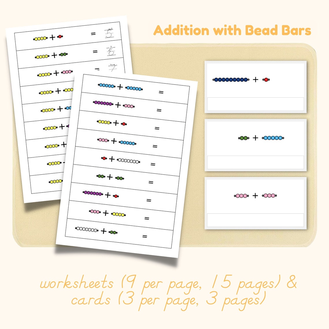 ADDITION With Bead Bars & Number Rods Montessori Math Material - Etsy