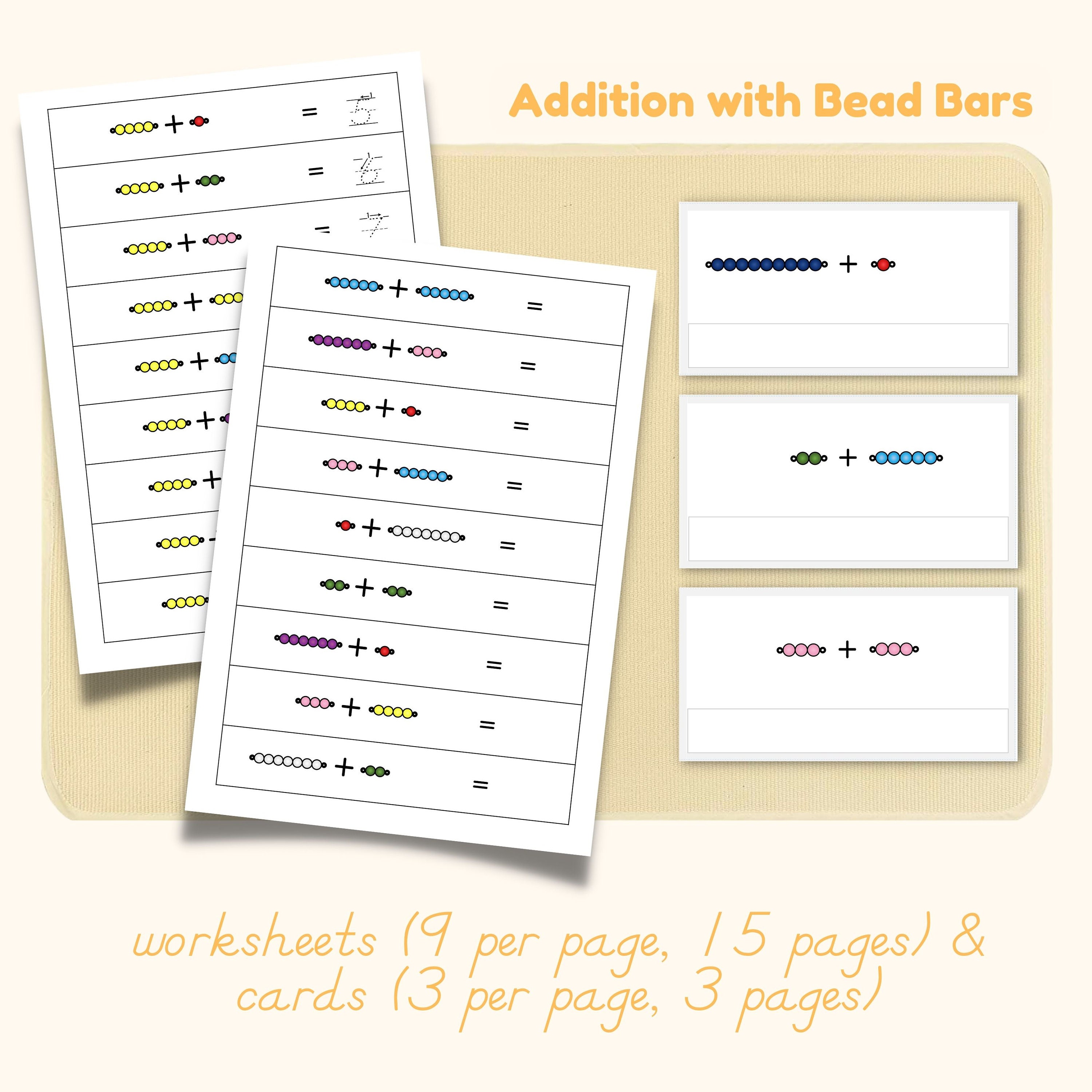 ADDITION With Bead Bars & Number Rods Montessori Math - Etsy