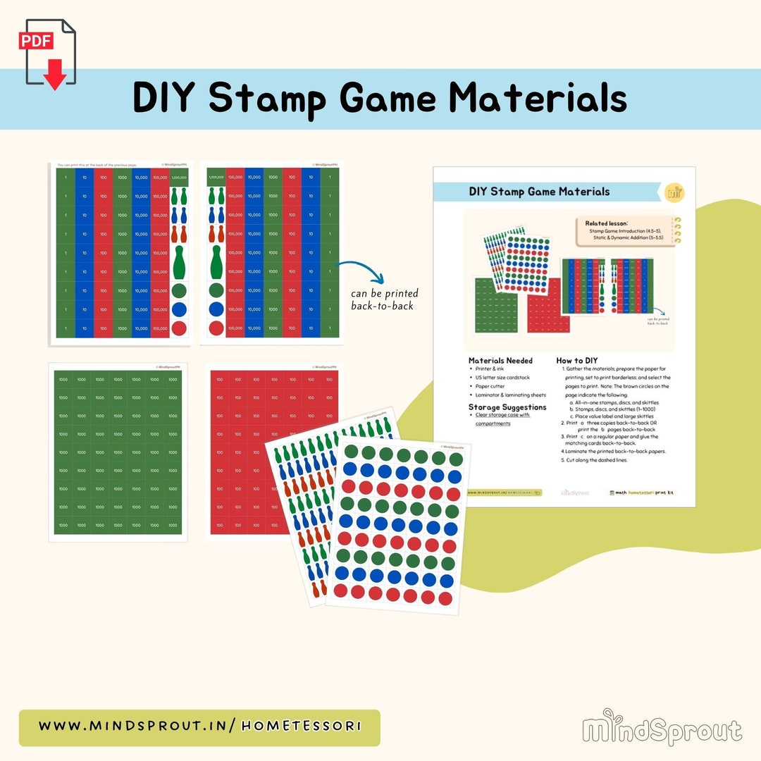 DIY Stamp Game Material Montessori DIY Math Material Extension Activity ...