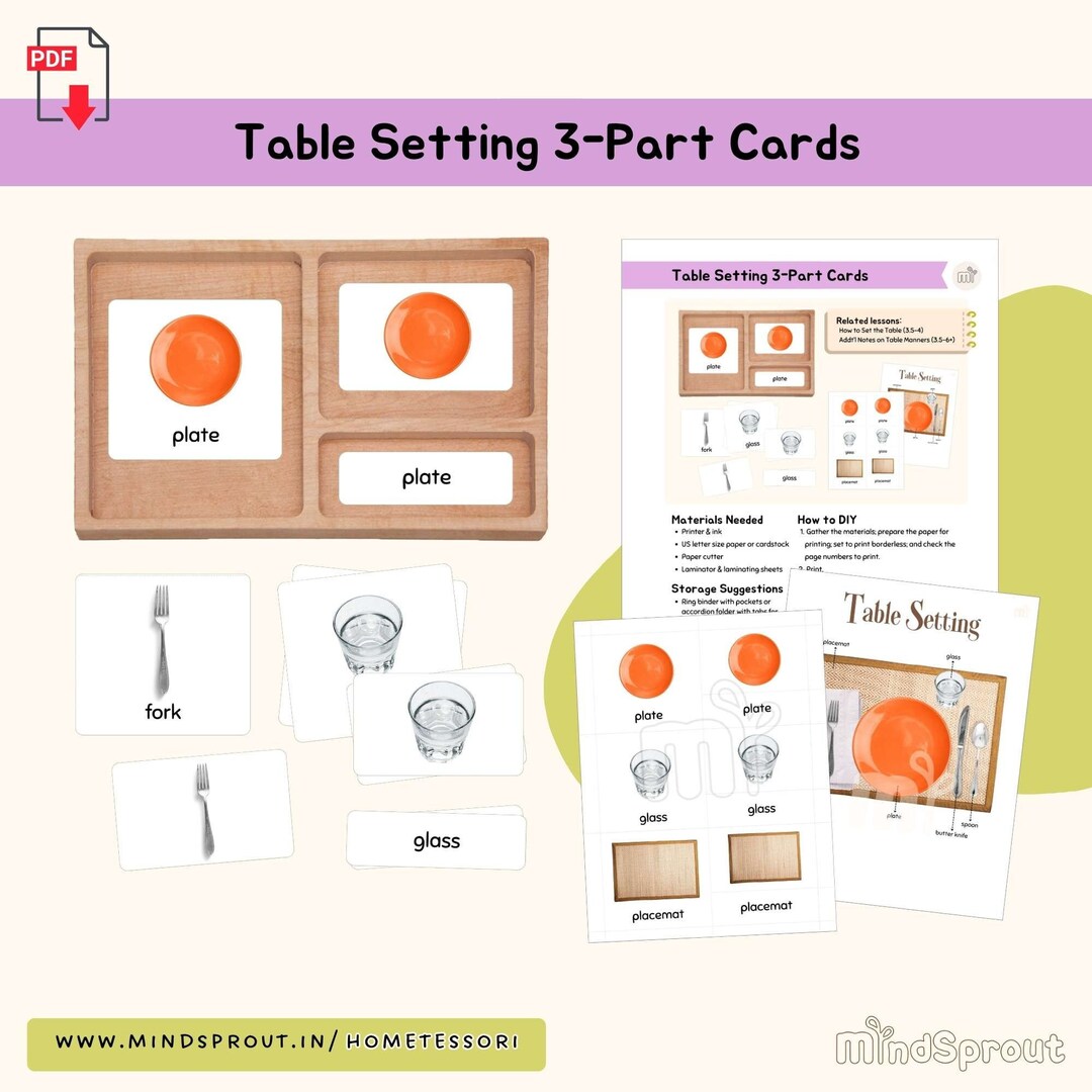 Table Setting 3-part Cards Montessori Practical Life Skill Extension ...