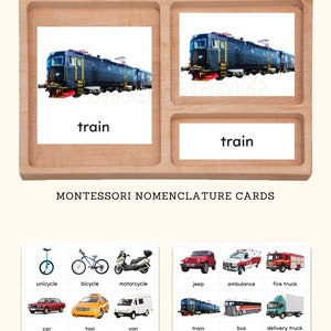 LAND VEHICLE 3-part Card Montessori Language Nomenclature Classified ...