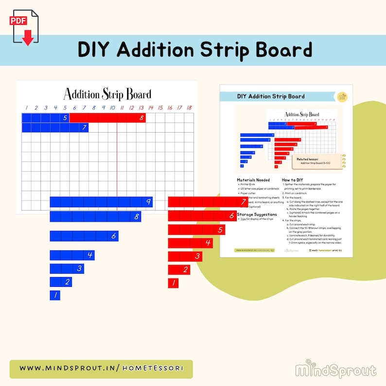 Addition Strip Board DIY Montessori Math Material Extension Activity ...