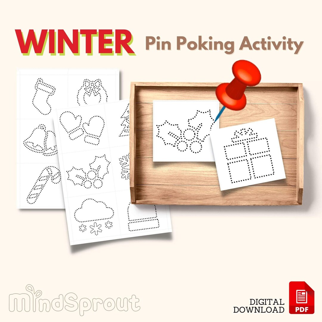 WINTER Push Pin Poke Prick Punch Activity Christmas Fine Motor Skills ...