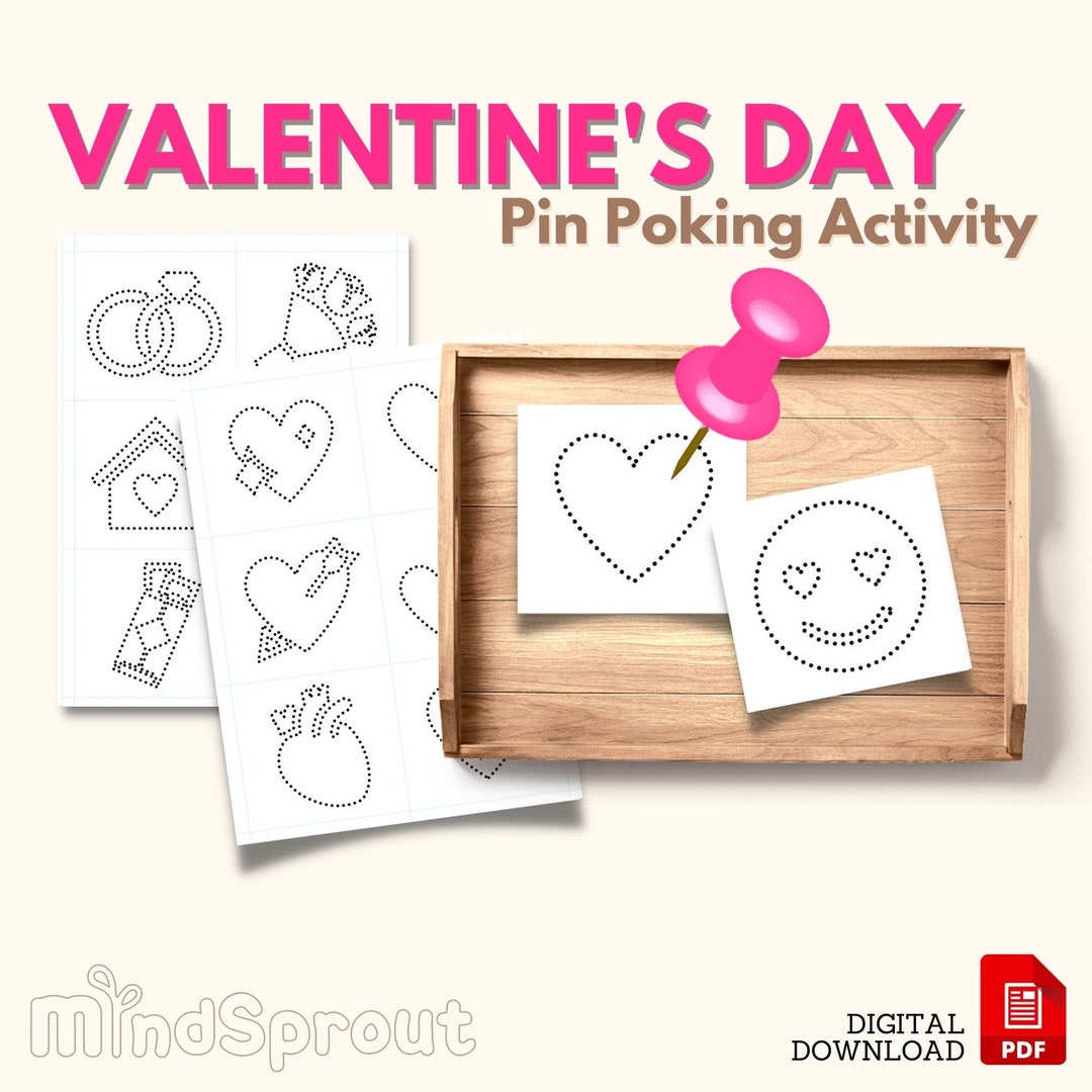 Valentines Day Push Prick Punch Pin Poking Activity Fine Motor Skill ...