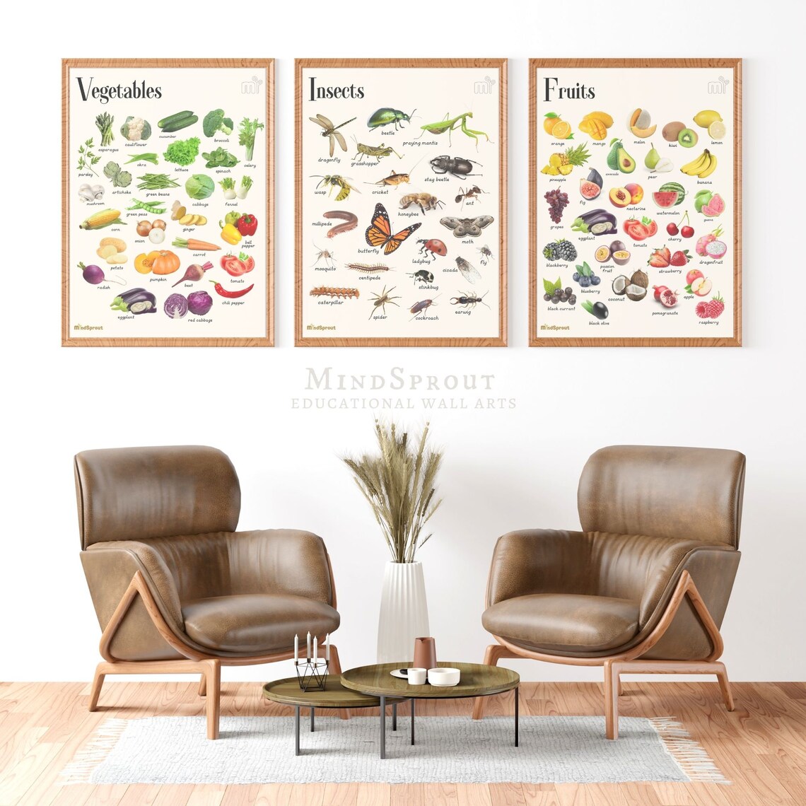 Educational Wall Art Montessori Chart Vegetables Poster Home Decor for ...