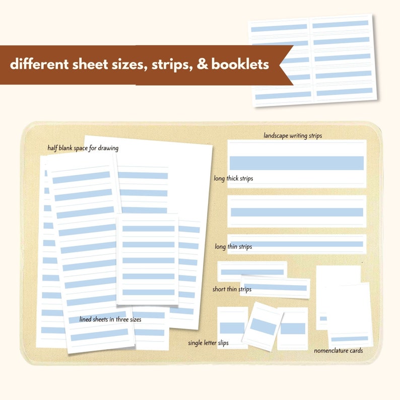 Montessori Writing Paper BUNDLE Sheet Strip Booklet Montessori Language ...